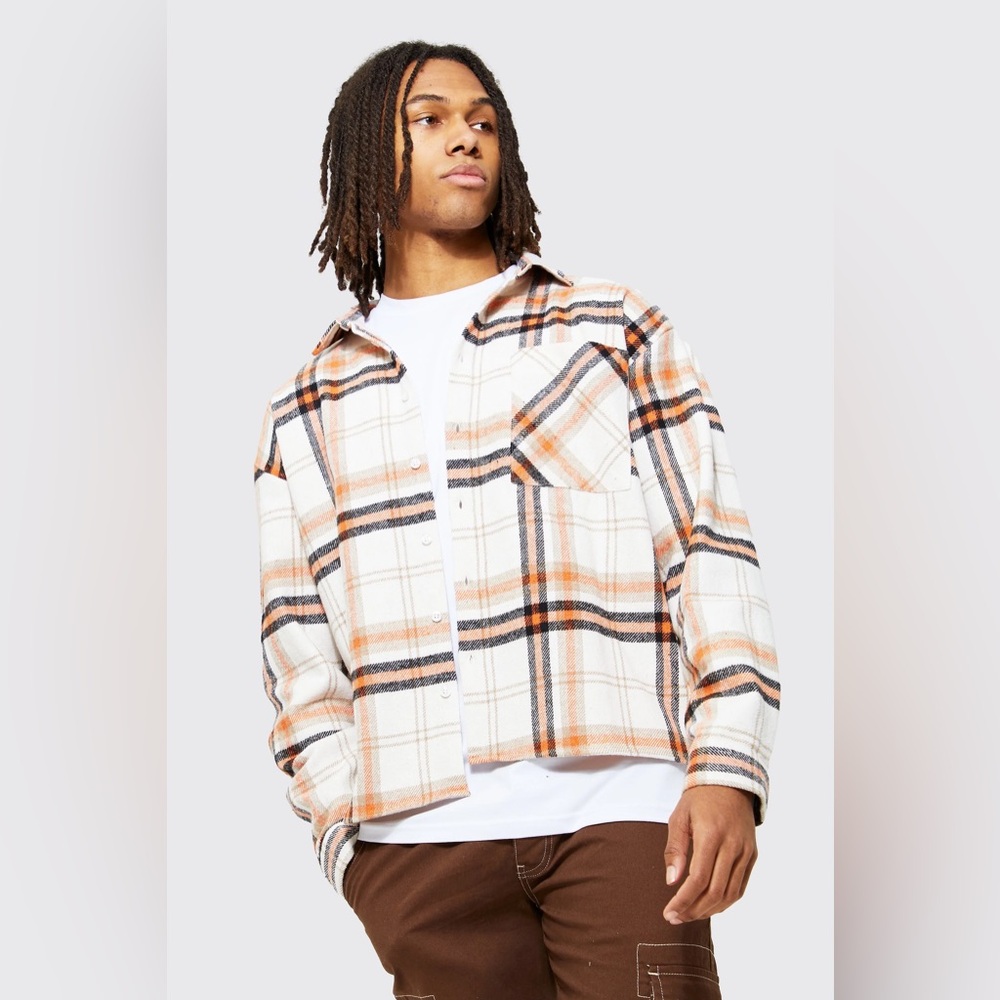 Boohooman Heavyweight Boxy Flannel Shirt Jacket Size … - Gem